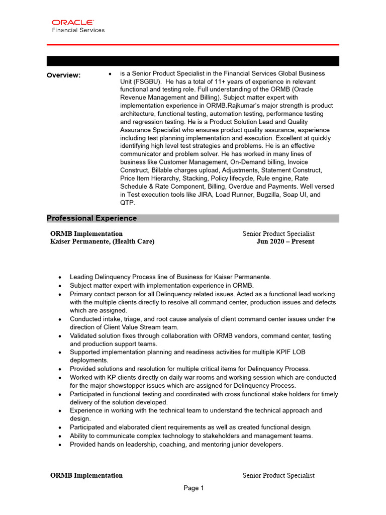 Curriculum Vitae - Rajkumar Ravi (2023) | PDF | Software Testing ...