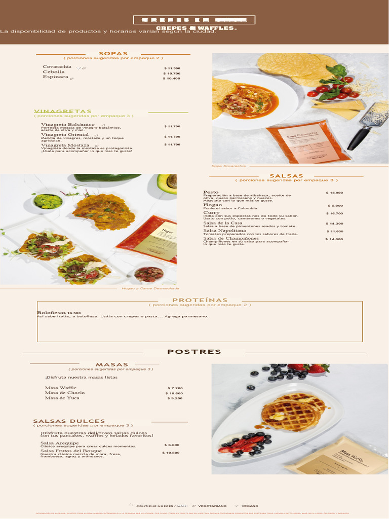 Menu Creppes | PDF | ensalada | Salsa