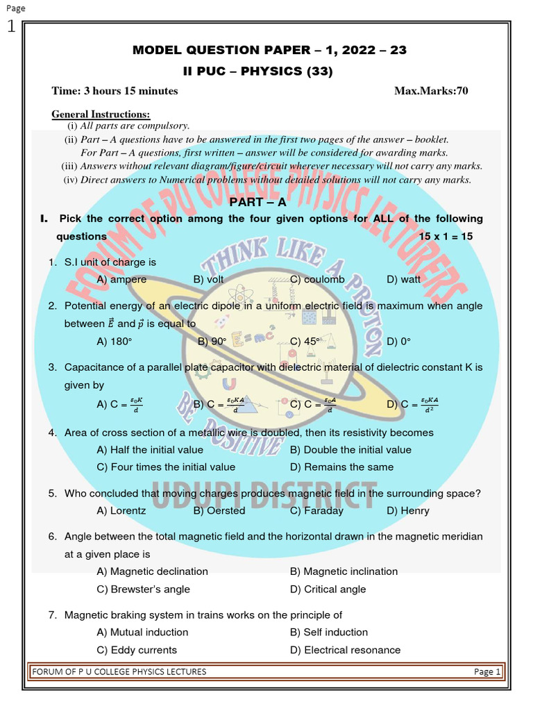 Model Question Papers | PDF | Magnetic Field | Transformer