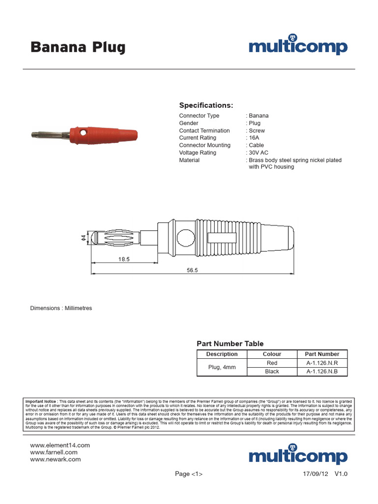 Banana Plug: Specifications | PDF | Electrical Connector | Electrical ...