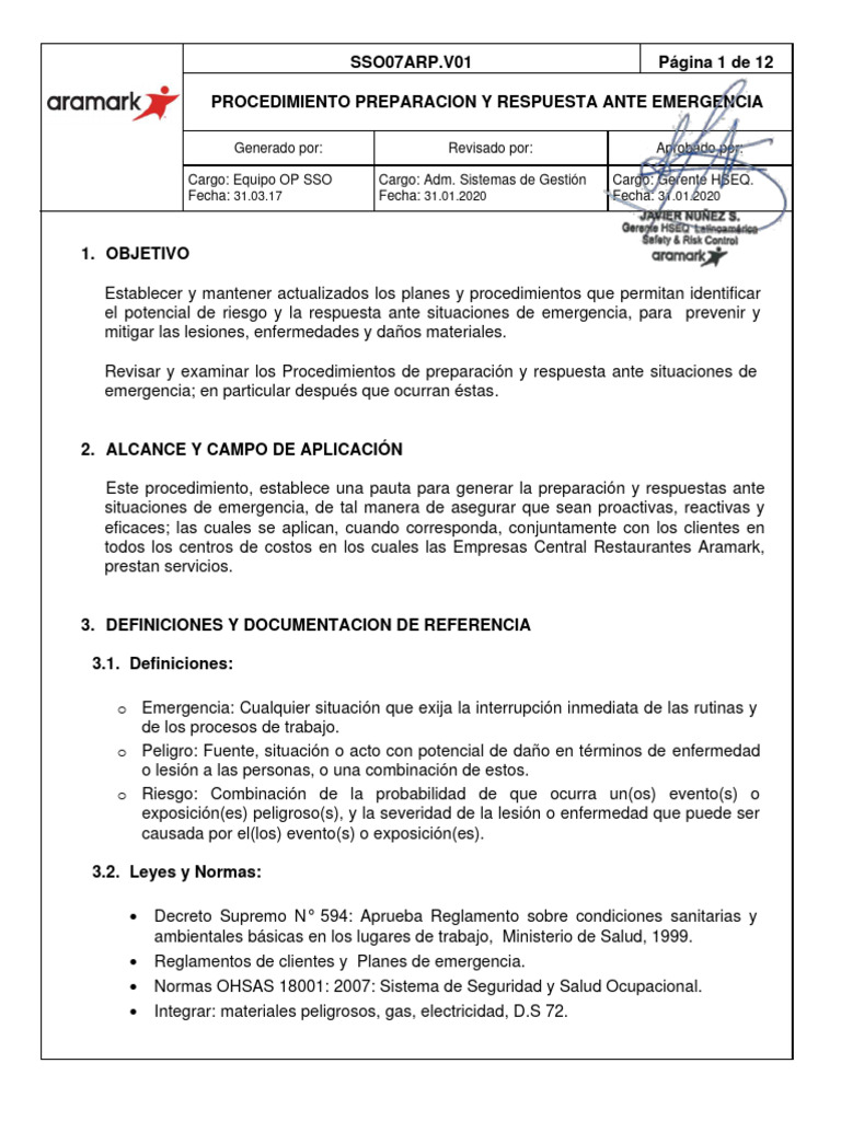 Sso07arp.v01 - Preparacion y Respuesta Emergencias | PDF | La seguridad