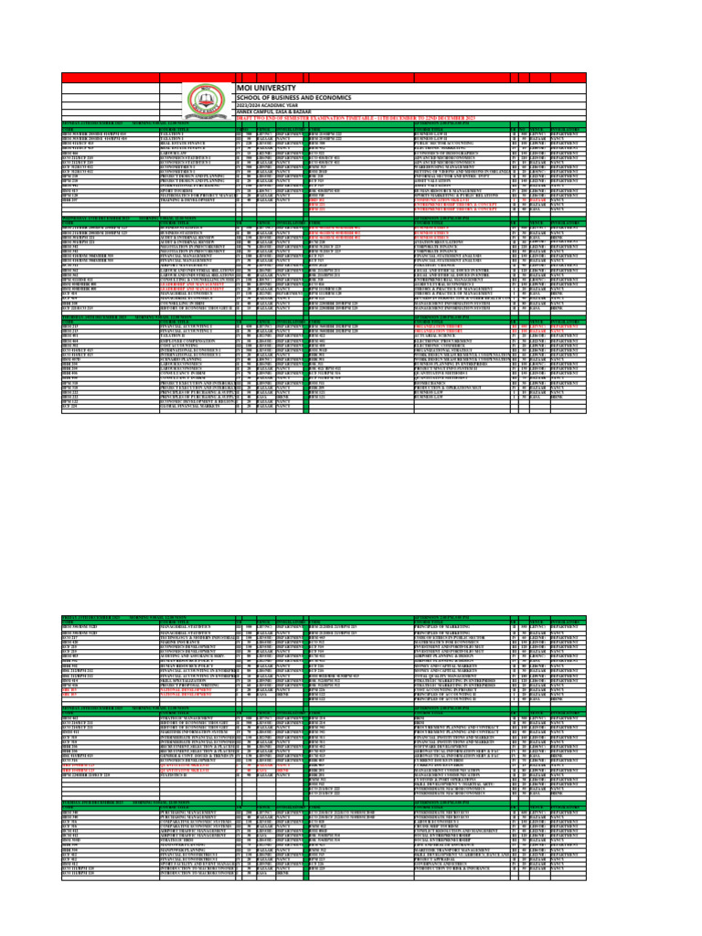 Sbe Annex Campus-Draft Two-Examination Timetable-Dec 2023 | PDF | Economies | Economics