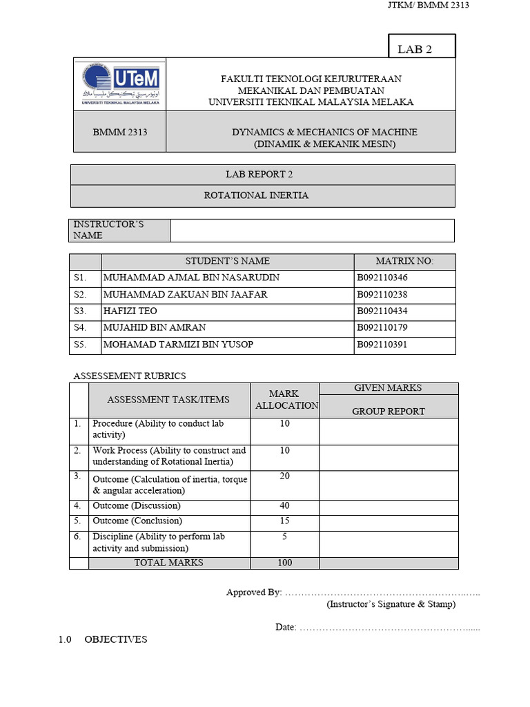 Rotational Inertia Lab Report | PDF | Rotation Around A Fixed Axis | Torque