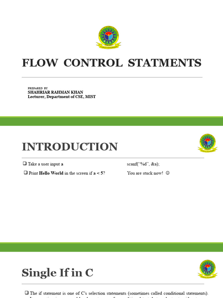 Cse 109 Lec 67 Flow Control Statement Pdf Computer Science