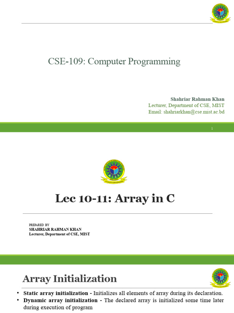 Cse 109 Lec 1011 Array Exercise Pdf Computer Data Computer 8562