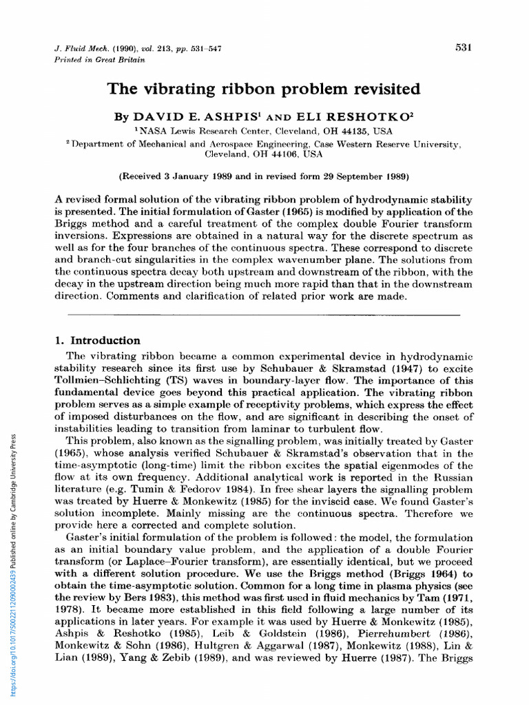 The Vibrating Ribbon Problem Revisited | PDF | Fluid Dynamics ...