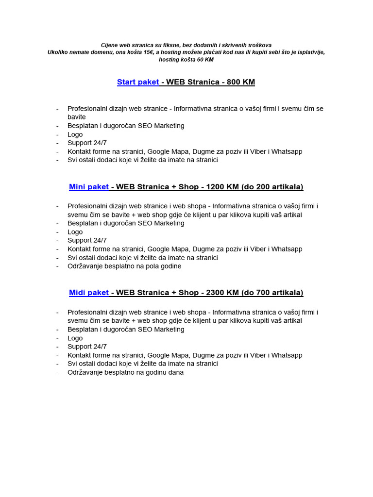 Ponuda Za Izradu Web Stranice - Shopa | PDF