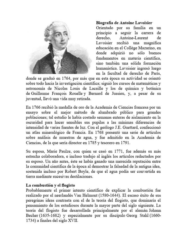 Biografía de Antoine Lavoisier | PDF | Science