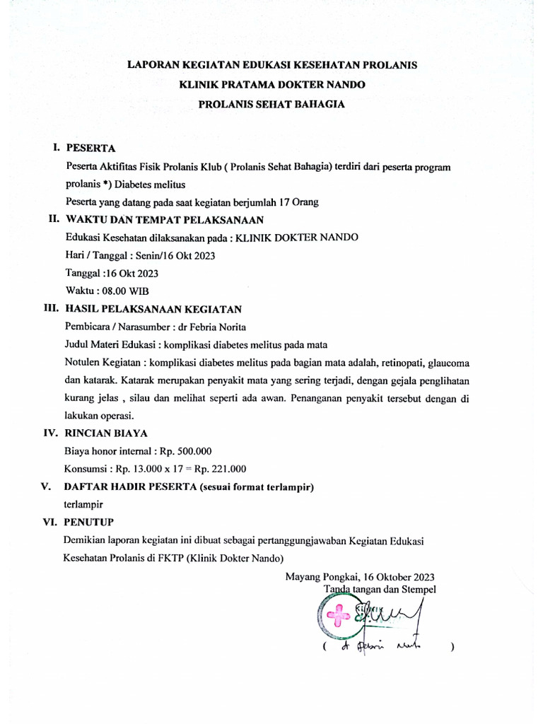 Bab 3, Promotif Preventif, Laporan Kegiatan Edukasi Kesehatan Prolanis ...