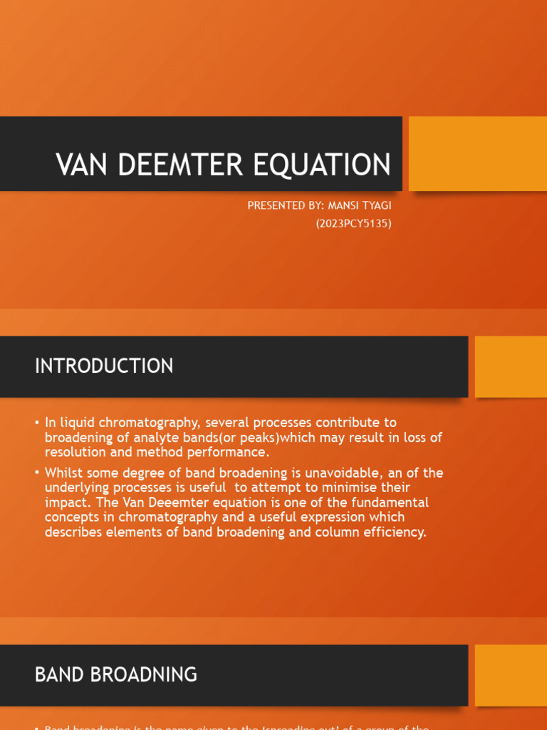 Van Deemter Equation | PDF | Chromatography | High Performance Liquid ...