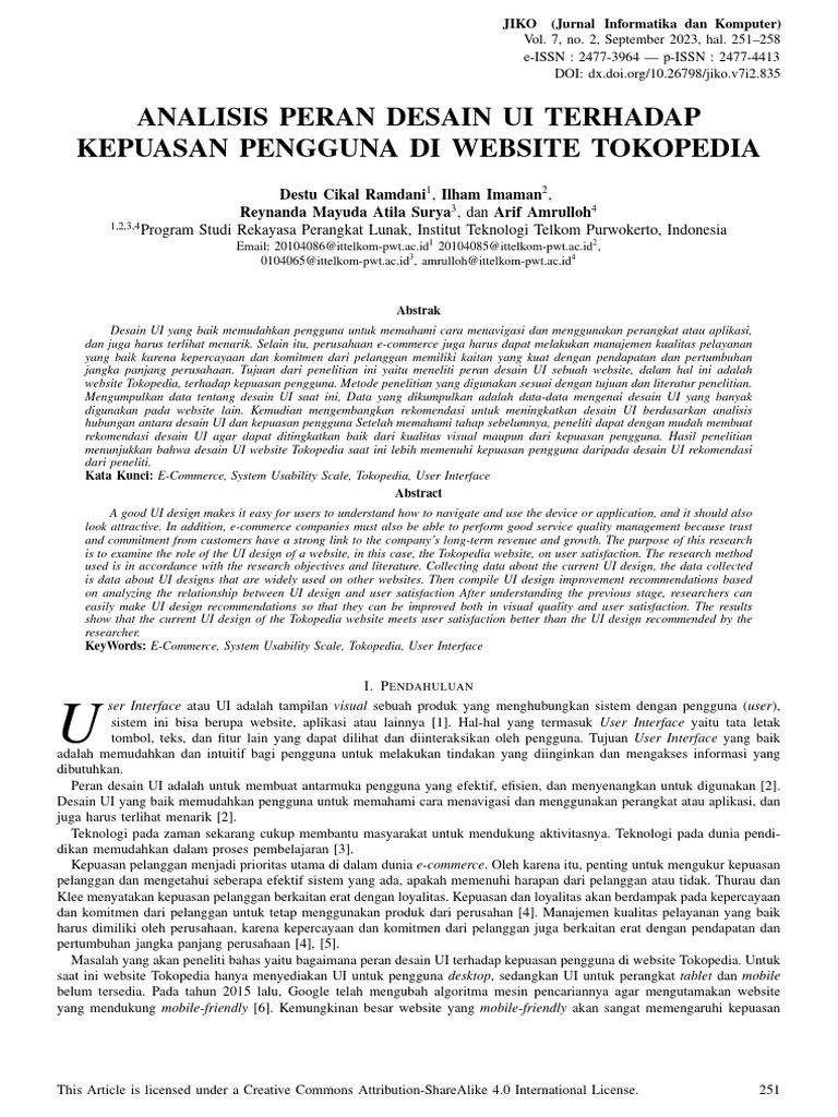 Analisis Peran Desain Ui Terhadap Kepuasan Penggun | PDF
