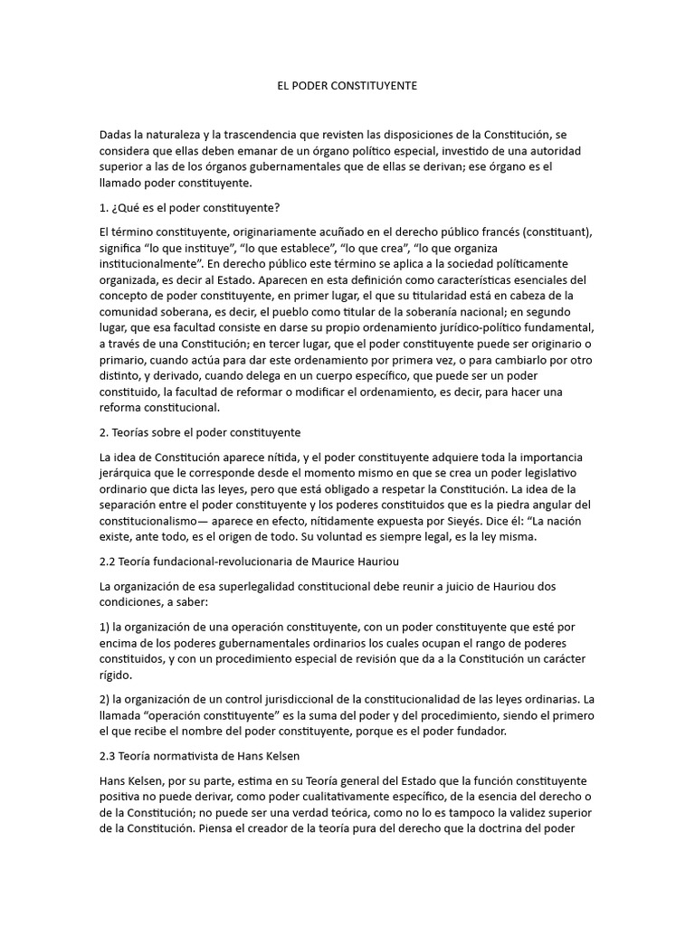 El Poder Constituyente | PDF | Constitución | Estado (política)