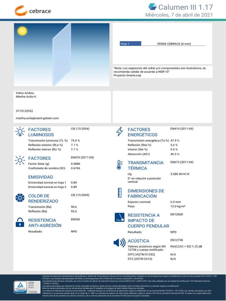 Parsol Verde 6mm Cebrace | PDF