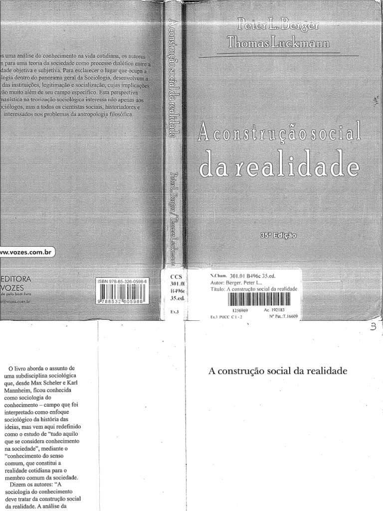 A Construção Social Da Realidade - Peter L. Berger - Thomas Luckmann | PDF