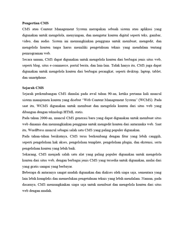 Isi Materi CMS | PDF | Bisnis | Teknologi & Rekayasa