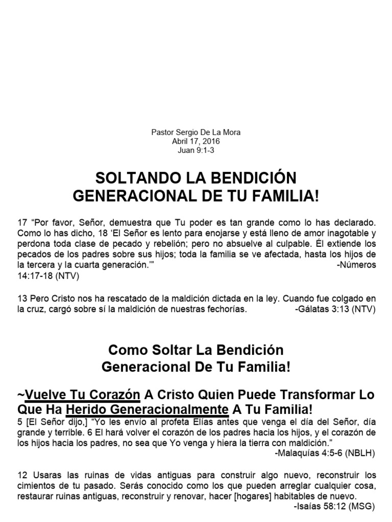 Como Soltar La Bendición Generacional de Tu Familia! | PDF | Creencia ...