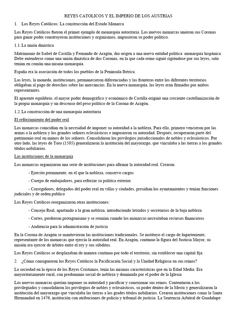Reyes Catolicos y El Imperio de Los Austrias | PDF | Imperio español | Santo Imperio Romano