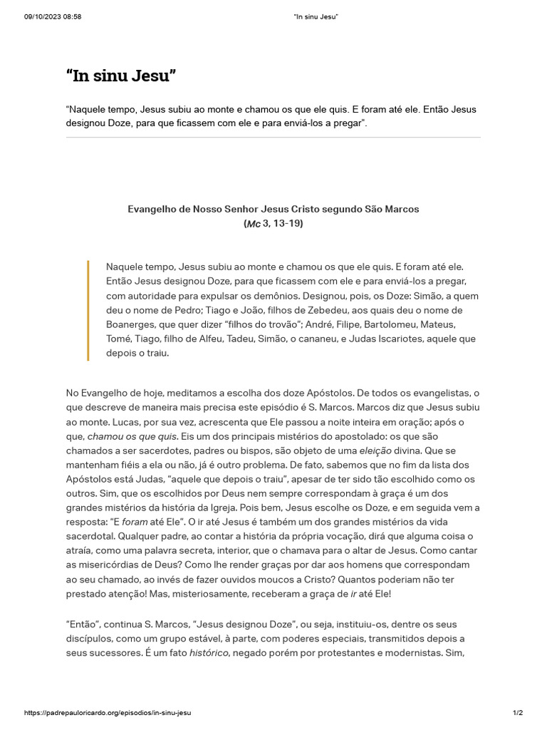 In Sinu Jesu | PDF | Jesus | Igreja católica