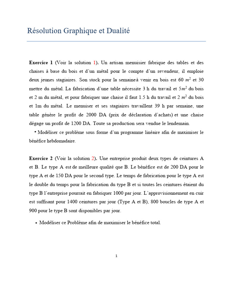 2023 Résolution Graphique Et Dualité | PDF | Optimisation linéaire ...