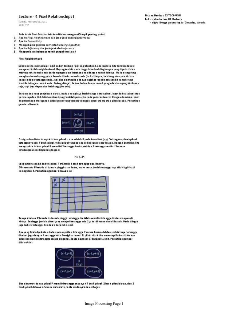 Pixel Relationships I | PDF