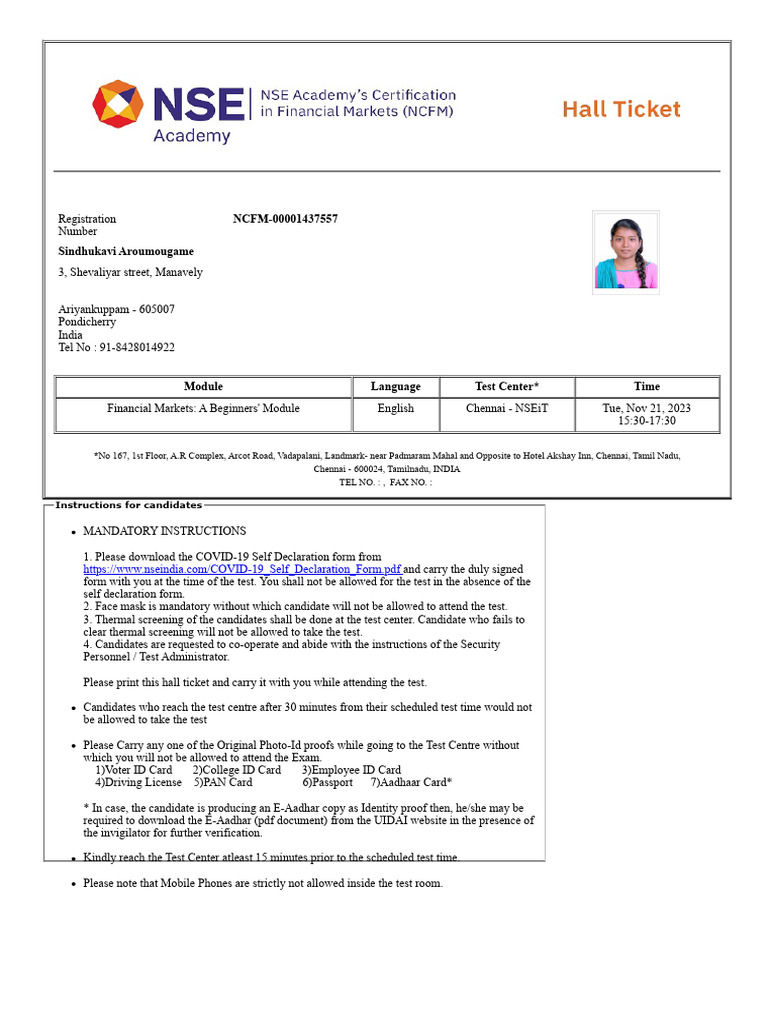 Hall Ticket | PDF | Identity Document | Access Control