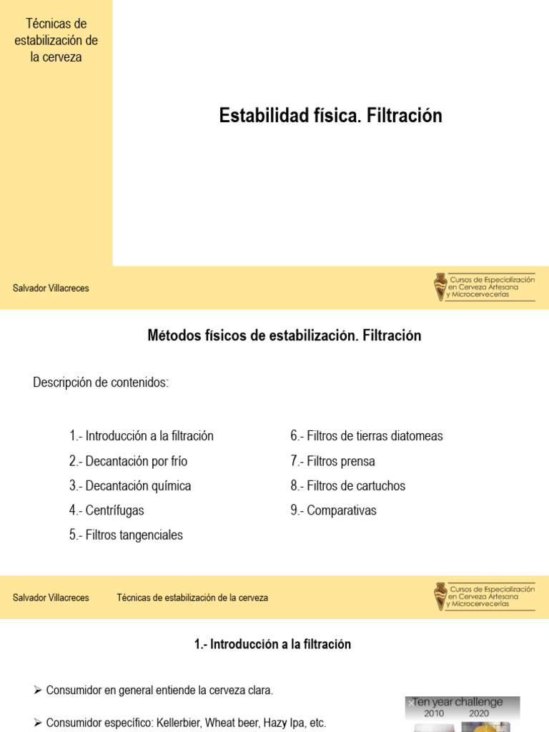 Filtración y estabilización de cerveza | PDF | Filtración | Cerveza