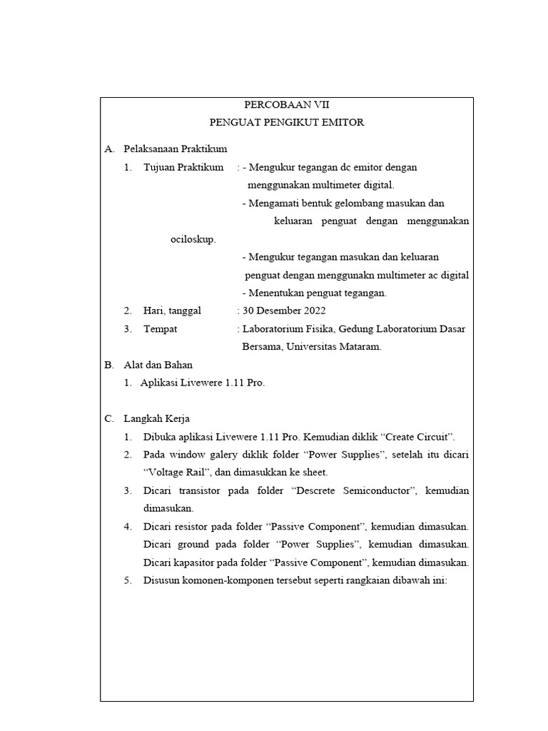 Format Laporan Percobaan 7 - Eldas 1 | PDF