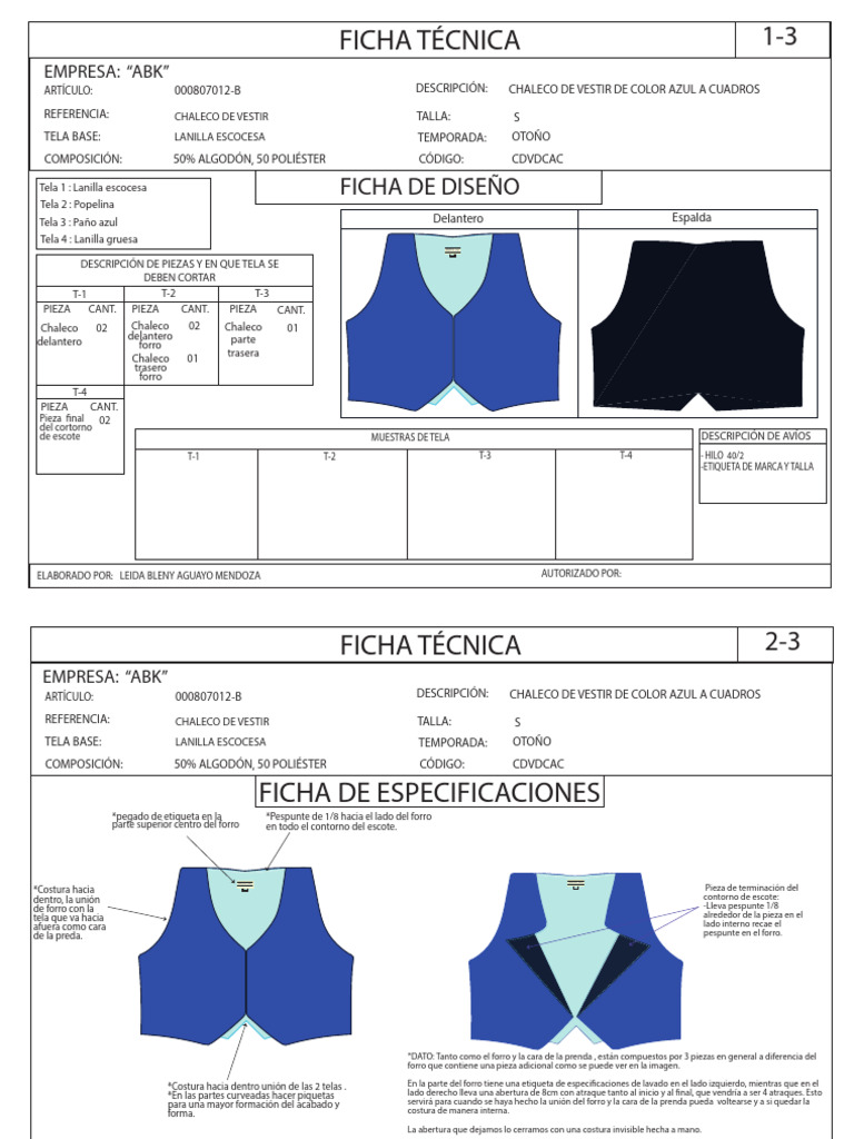 Fichas de Chaleco | PDF | Ropa | Moda