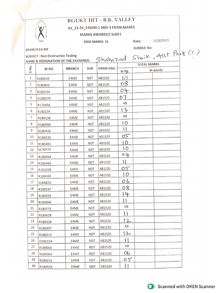 NDT MT3 Marks | PDF
