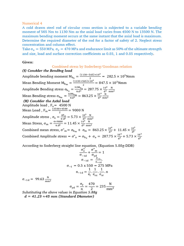 Required Diameter for Steel Rod | PDF | Bending | Stress (Mechanics)
