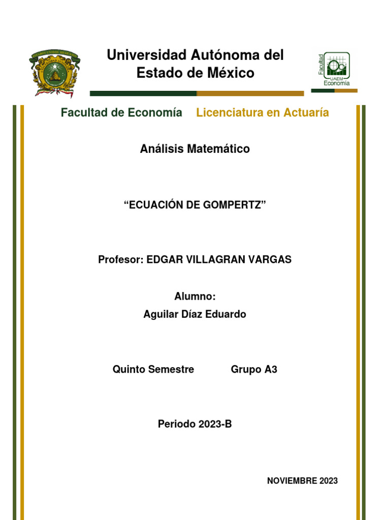 Ecuación de Gompertz - Ead | PDF | Actuario | Función logística