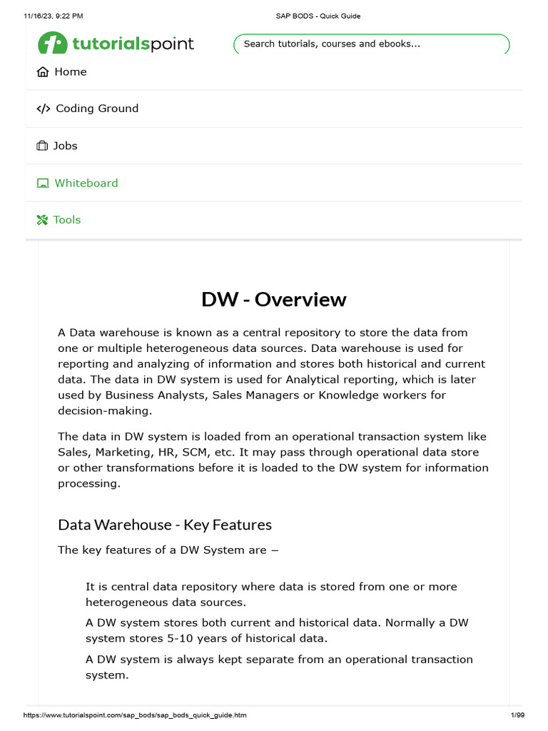 Sap Bods - Quick Guide | PDF | Data Warehouse | Business Intelligence