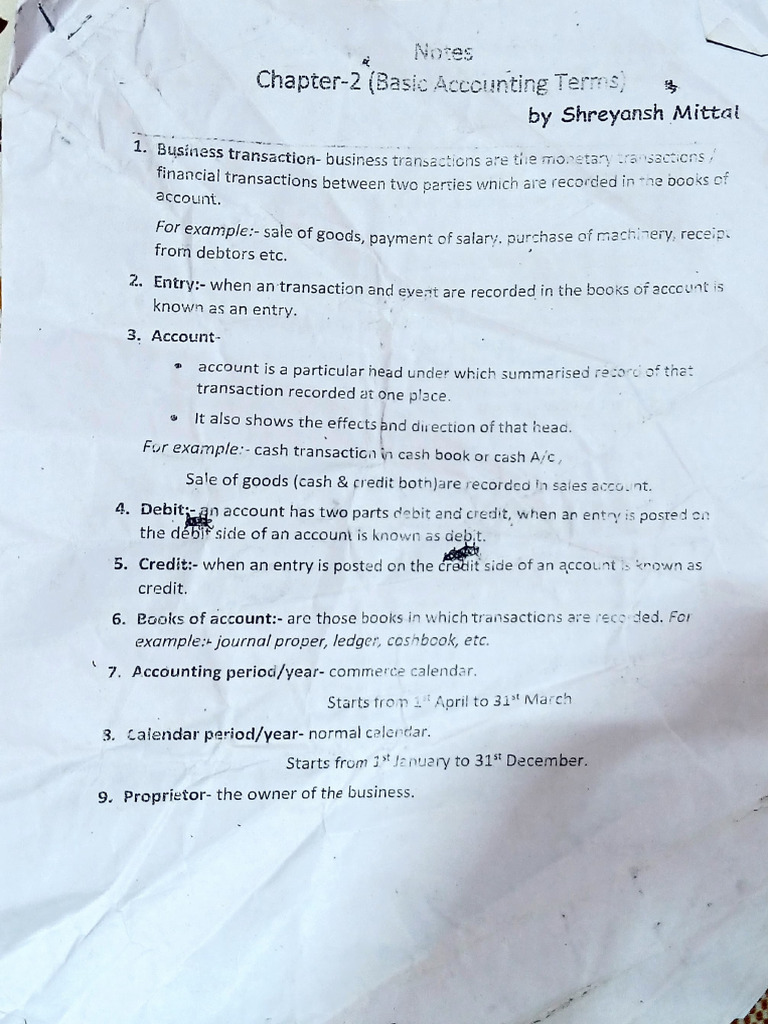 Basic Accounting Terms Chapter-2 | PDF | Expense | Debits And Credits