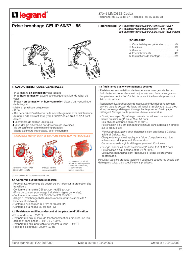 Prise brochage CEI IP 66/67 - 55 Techniques | PDF | Acide | Sciences ...