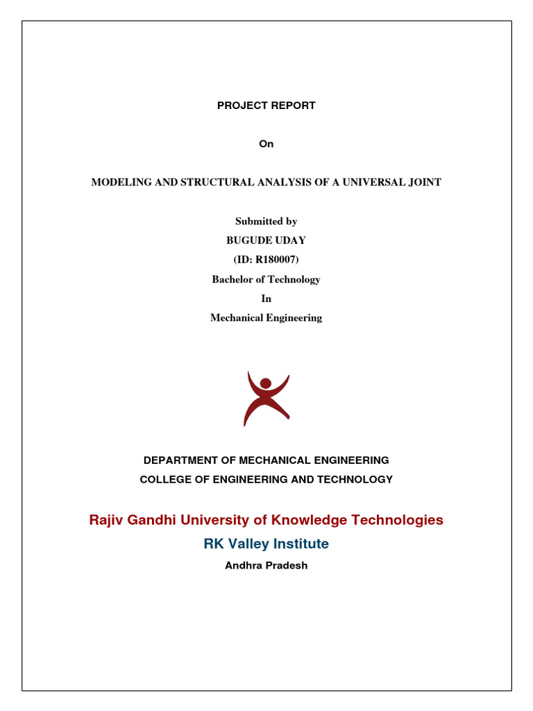 Project 1 Modeling and Structural Analysis of Universal Joint B Uday ...