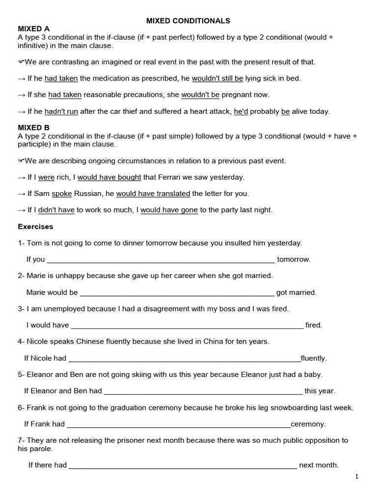 Mixed Conditionals | PDF
