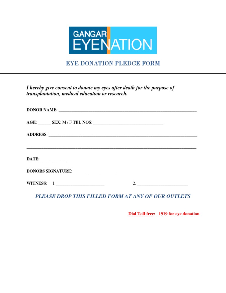 Eye Donation Pledge Form | PDF