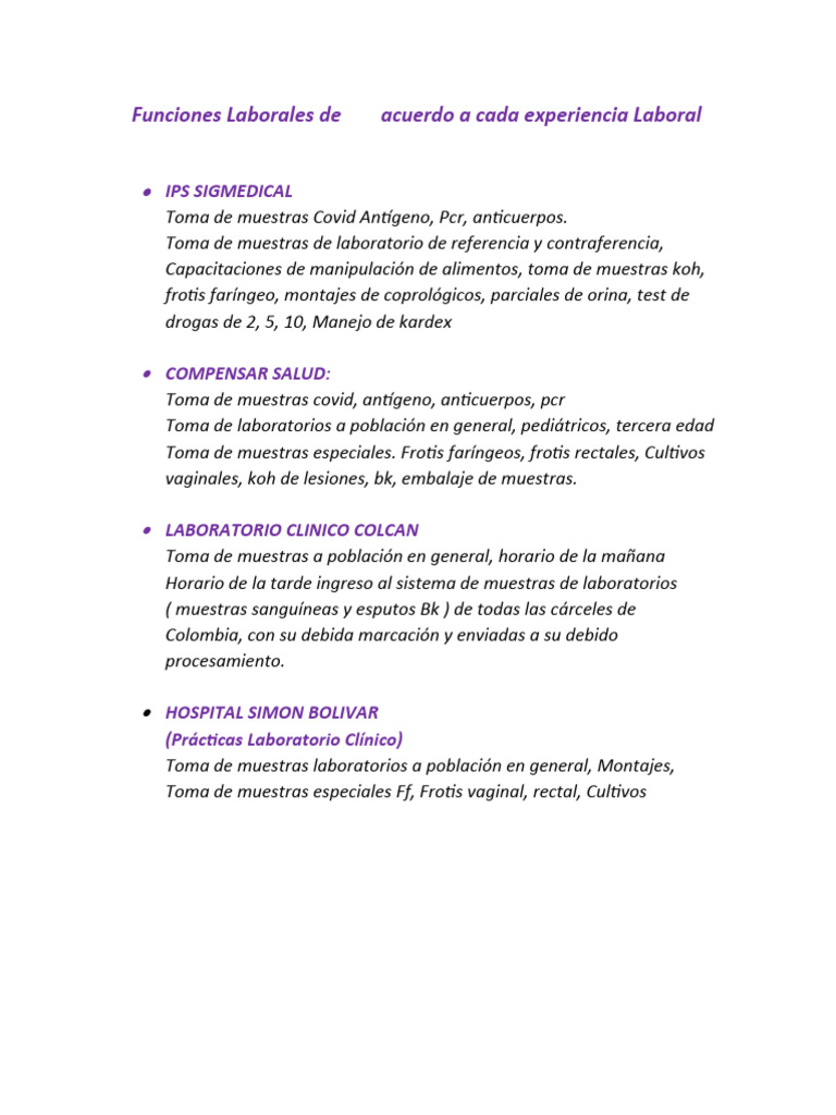 Funciones Laborales | PDF