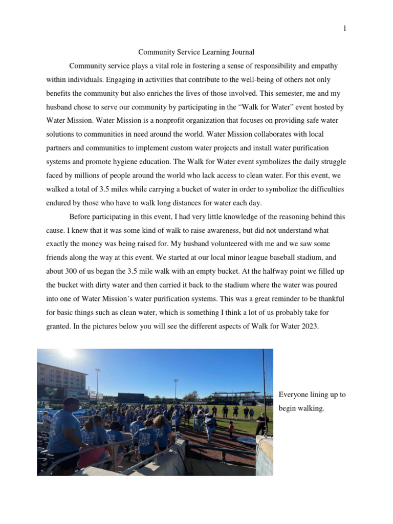 Community Service Learning Journal | Download Free PDF | Water ...