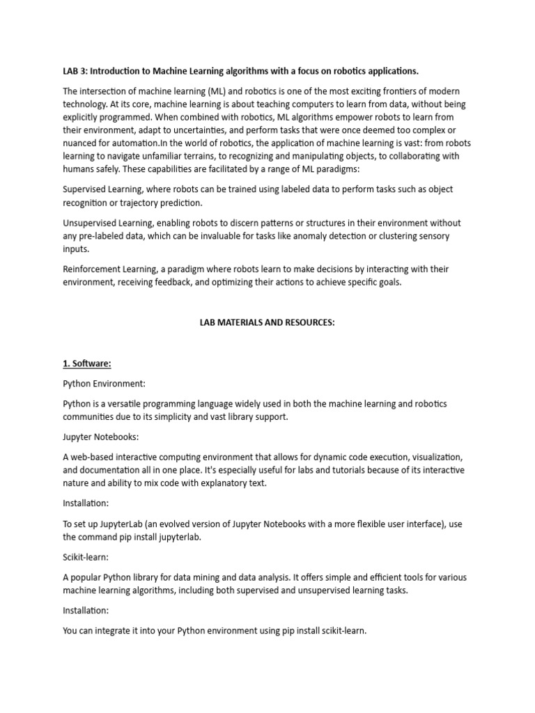Lab3 - Introduction To Machine Learning Algorithms With A Focus On ... Lab3 - Introduction To Machine Learning Algorithms With A Focus On ...
