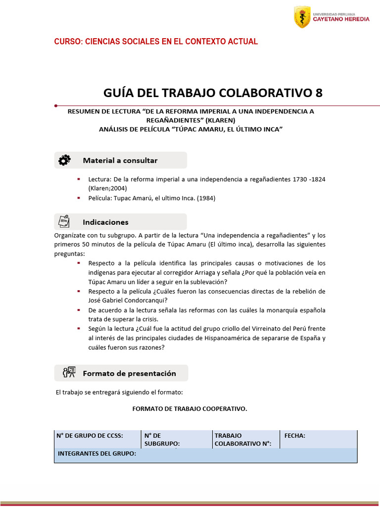Guía Del Trabajo Colaborativo 8 | Descargar gratis PDF | América del Sur
