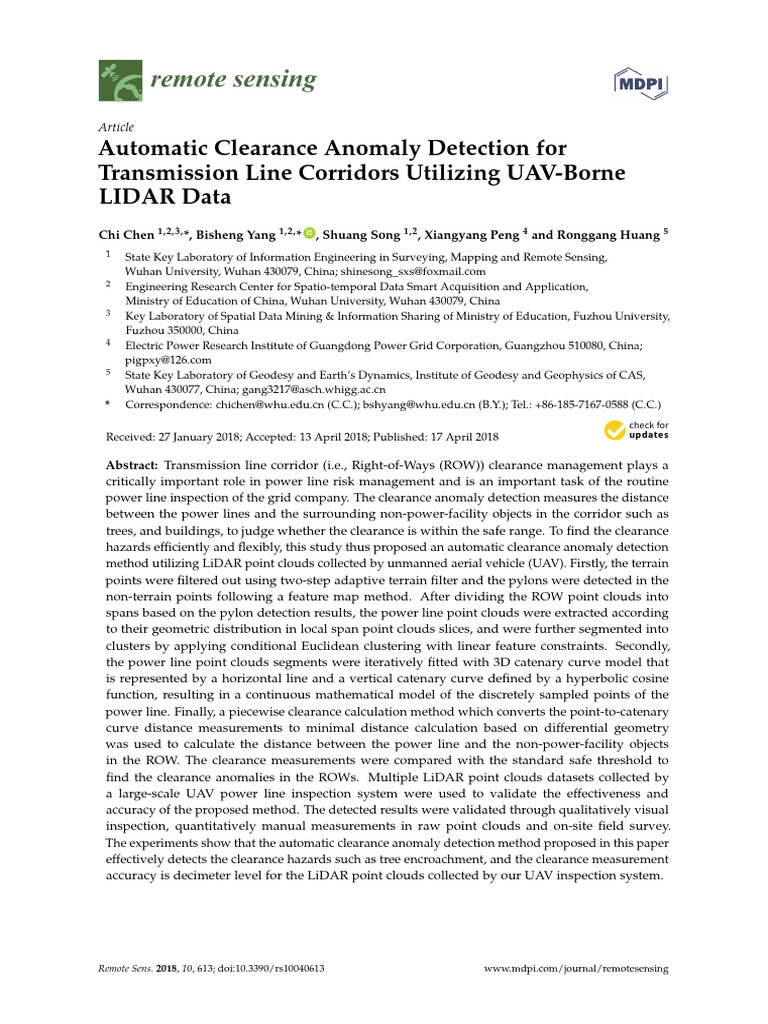 Automatic Clearance Anomaly Detection For Transmis | PDF | Lidar | Computer Vision