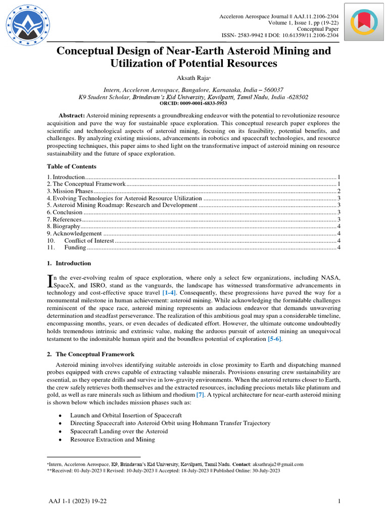 Conceptual Design of Near-Earth Asteroid Mining An | PDF | Nasa | Asteroid