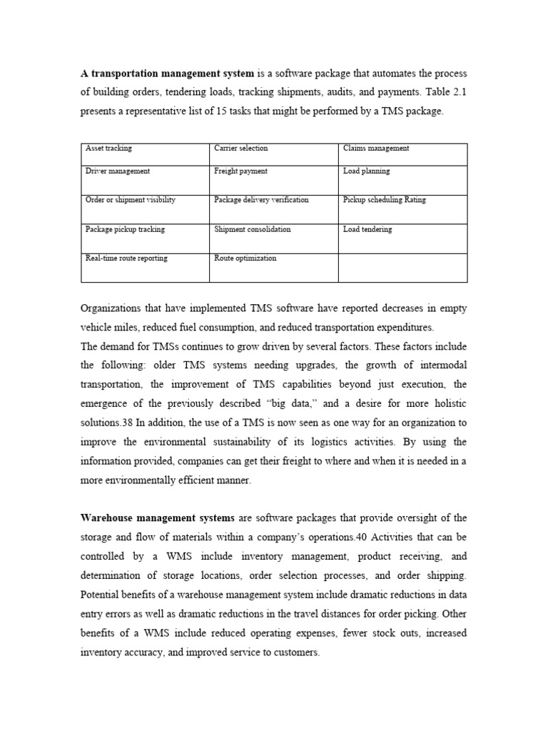 TMS and WMS | PDF | Logistics | Warehouse