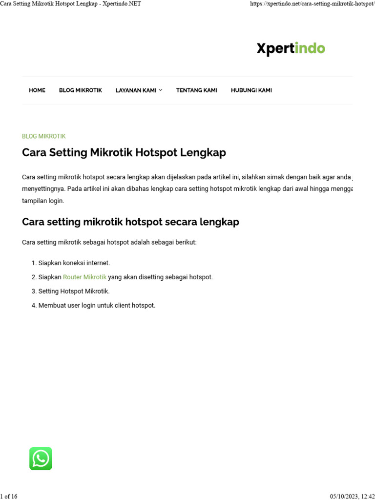 Panduan Lengkap Setting Hotspot Mikrotik | PDF | Komputer