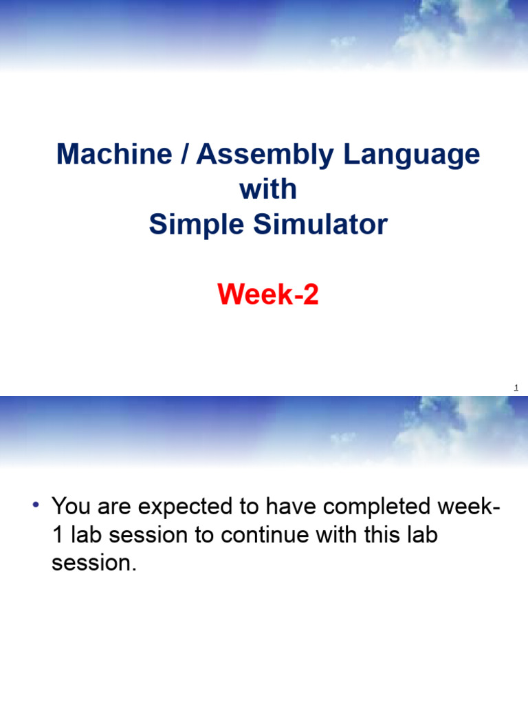Machine - Assembly Languages (Week-2) | PDF | Assembly Language | Computer Program