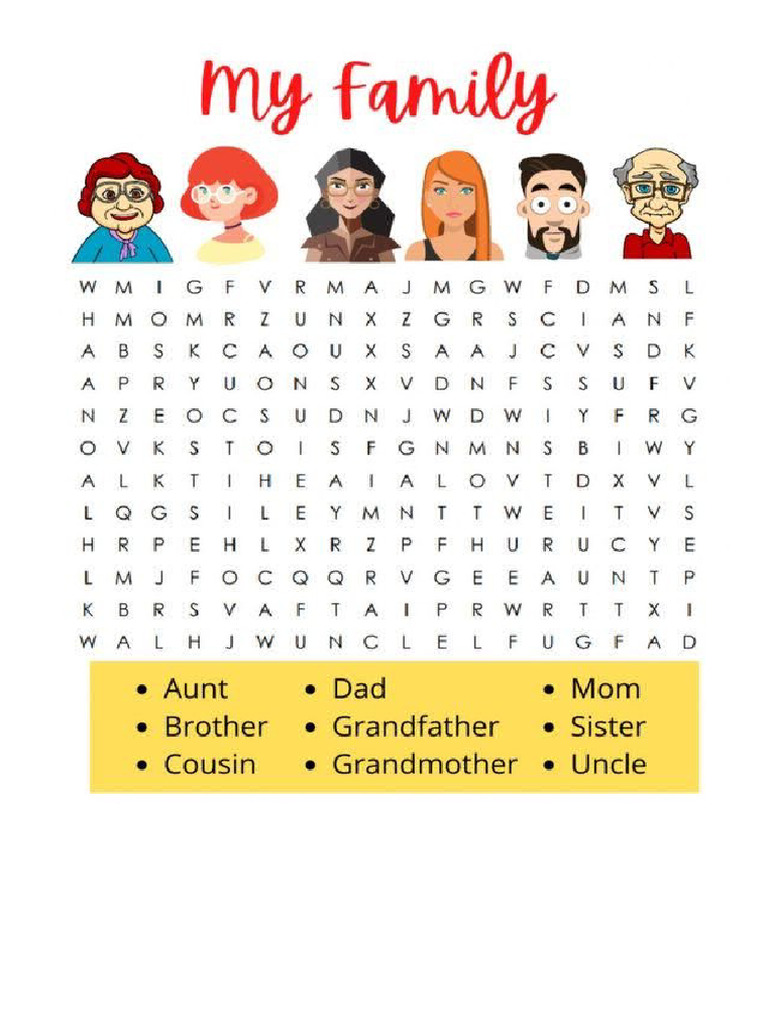 Family Members Soup of Letters | PDF