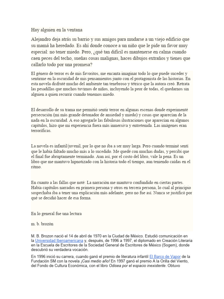 Hay Alguien en La Ventana | PDF