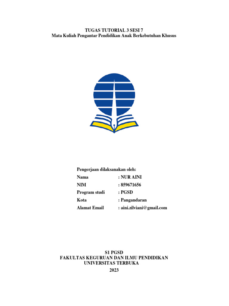 OK Tugas Tutorial 3 Sesi 7 ABK PDGK4407 | PDF | Pengembangan Diri | Kesehatan Holistik