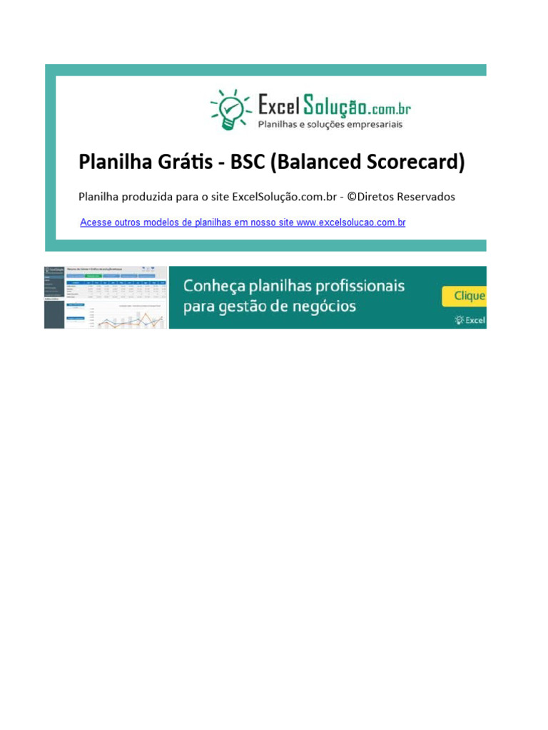 Planilha Balanced Scorecard BSC Mapa Estrategico LUCIANO LAGOAS | PDF ...